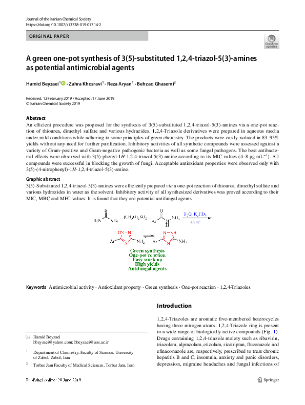 (PDF) A green one-pot synthesis of 3(5)-substituted 1,2,4-triazol-5(3 ...