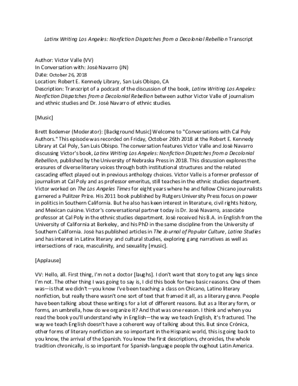 Latinx Writing Los Angeles: Nonfiction Dispatches from a Decolonial ...