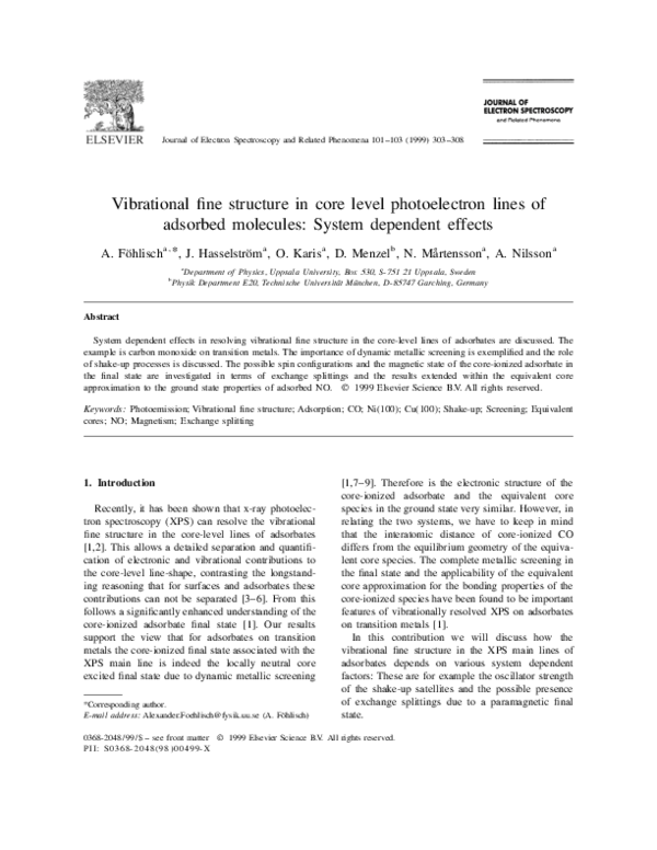 (PDF) Vibrational fine structure in core level photoelectron lines of ...