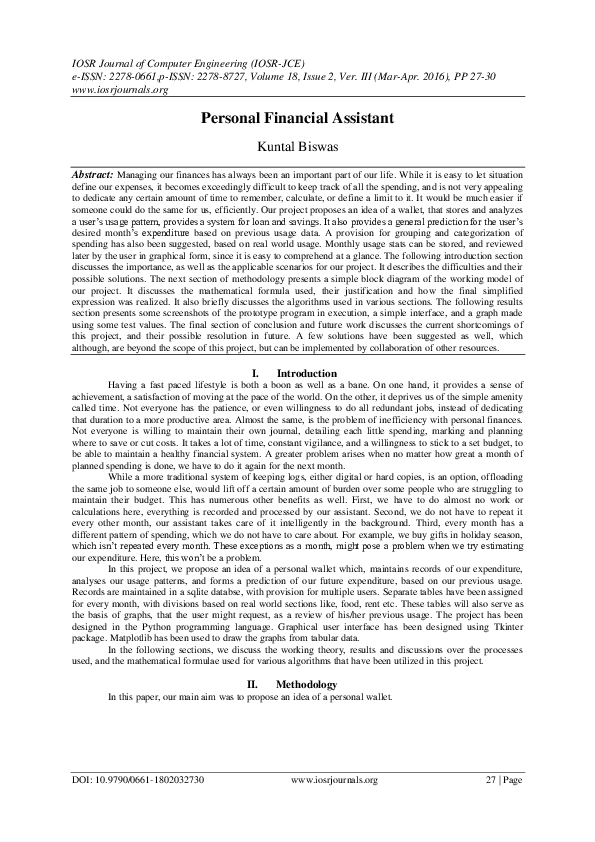 (PDF) Personal Financial Assistant