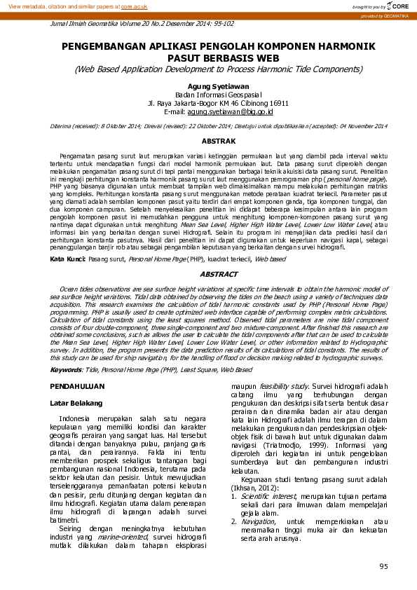 (PDF) Pengembangan Aplikasi Pengolah Komponen Harmonik Pasut Berbasis Web