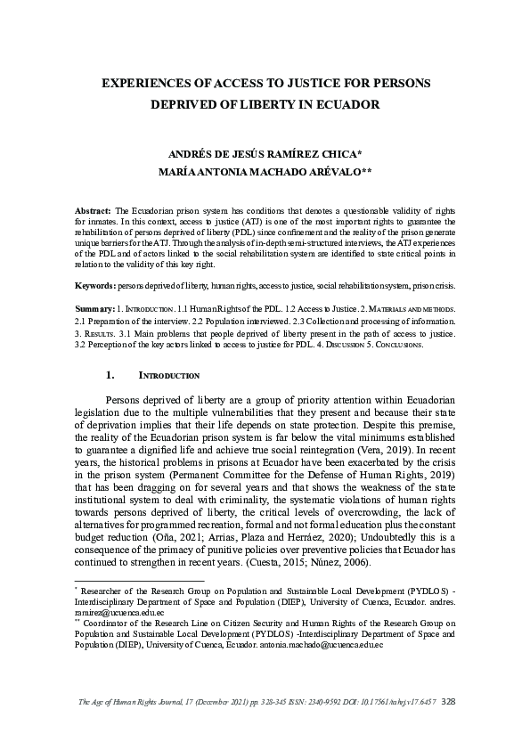 (PDF) Experiences of access to justice for persons deprived of liberty ...