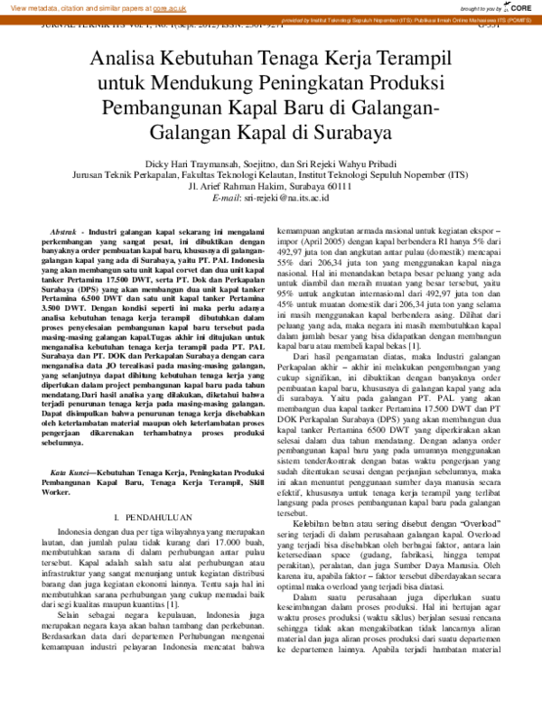 (PDF) Analisa Kebutuhan Tenaga Kerja Terampil untuk Mendukung ...