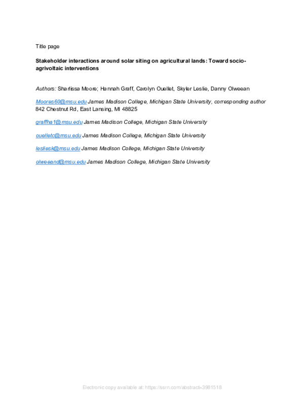(PDF) Stakeholder interactions around solar siting on agricultural ...