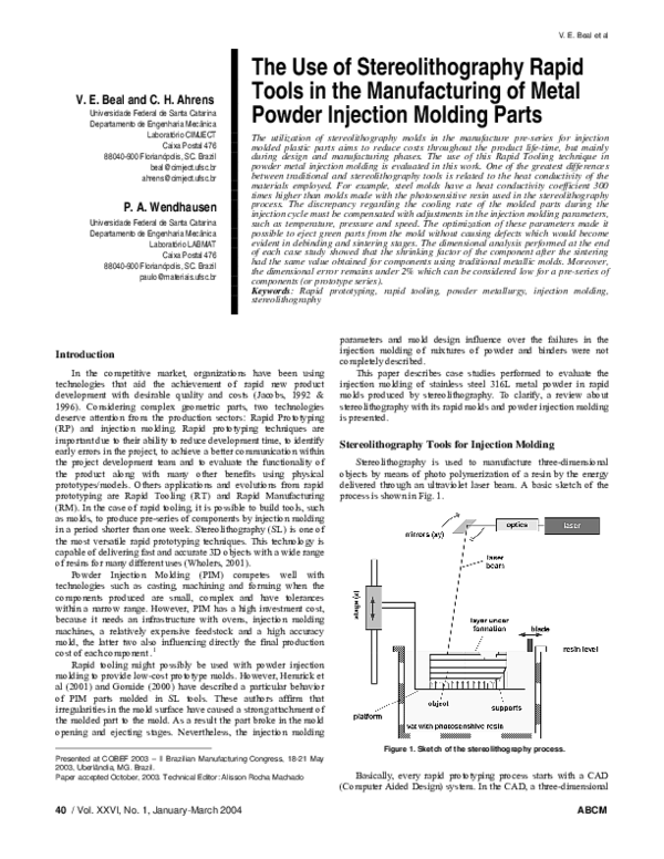 (PDF) The use of stereolithography rapid tools in the manufacturing of ...