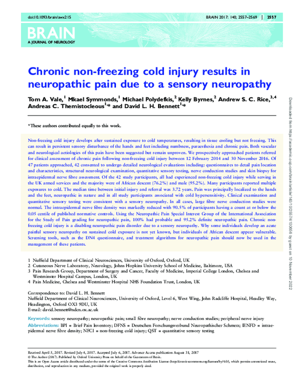 (PDF) Chronic non-freezing cold injury results in neuropathic pain due ...