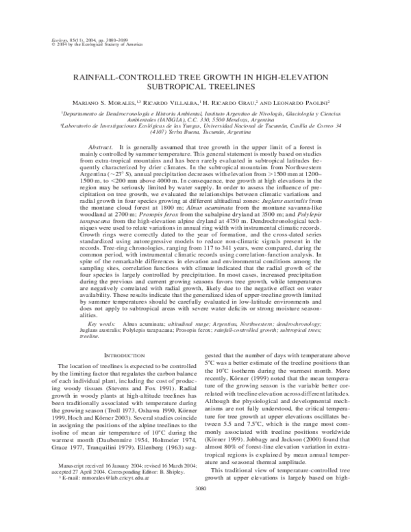 (PDF) Rainfall-Controlled Tree Growth in High-Elevation Subtropical ...