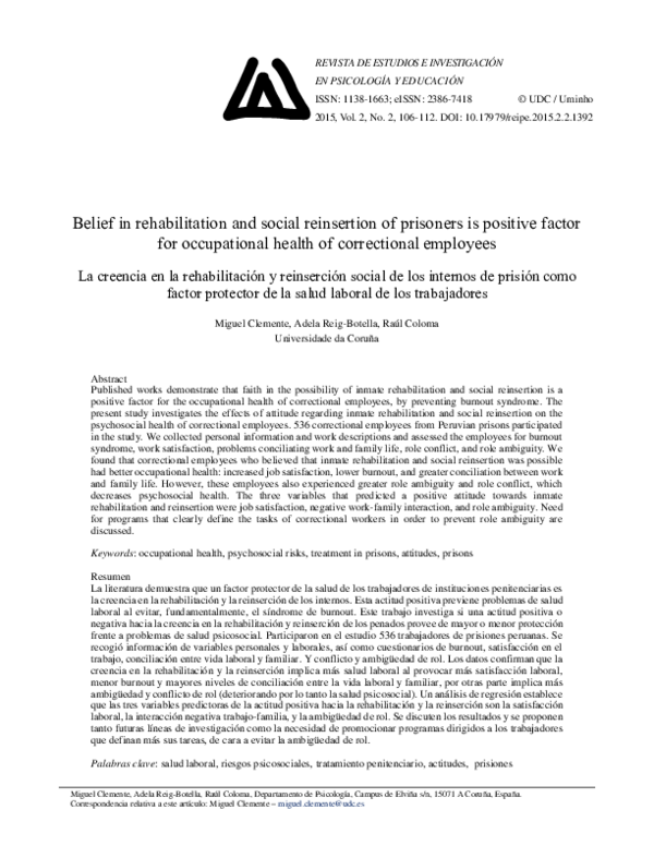 (PDF) La creencia en la rehabilitación y reinserción social de los ...