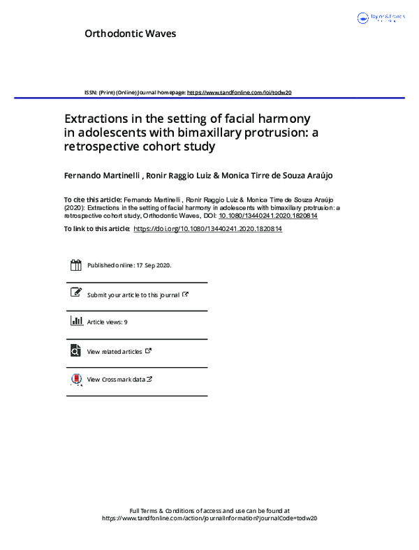 (PDF) Extractions in the setting of facial harmony in adolescents with ...