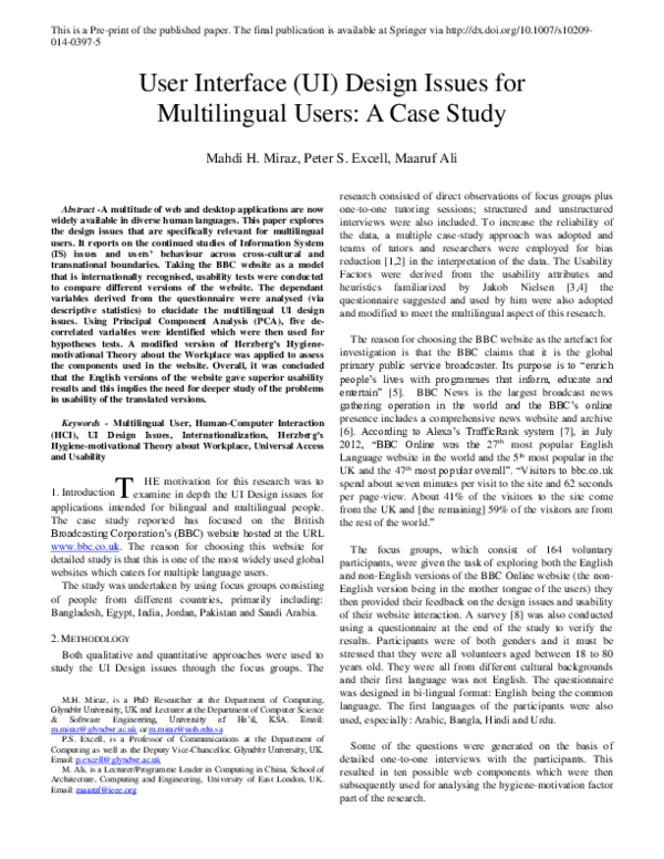 (PDF) User interface (UI) design issues for multilingual users: a case ...