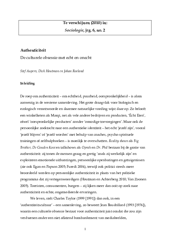 (PDF) De culturele obsessie met echt en onecht