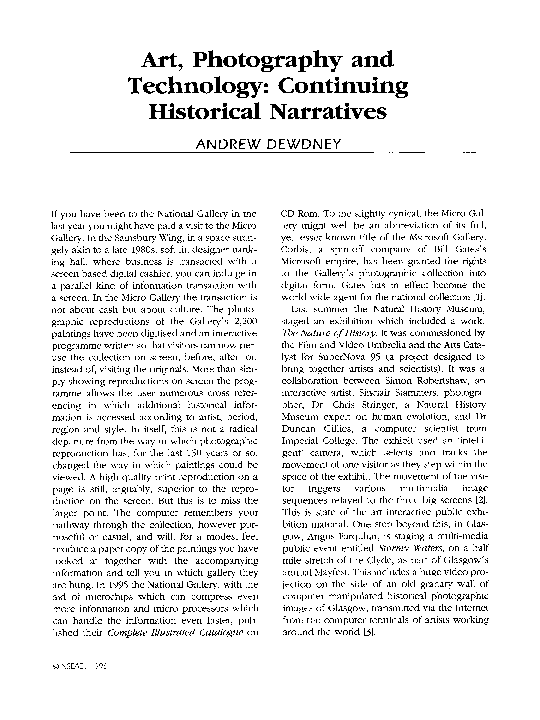 (PDF) Art, Photography and Technology: Continuing Historical Narratives