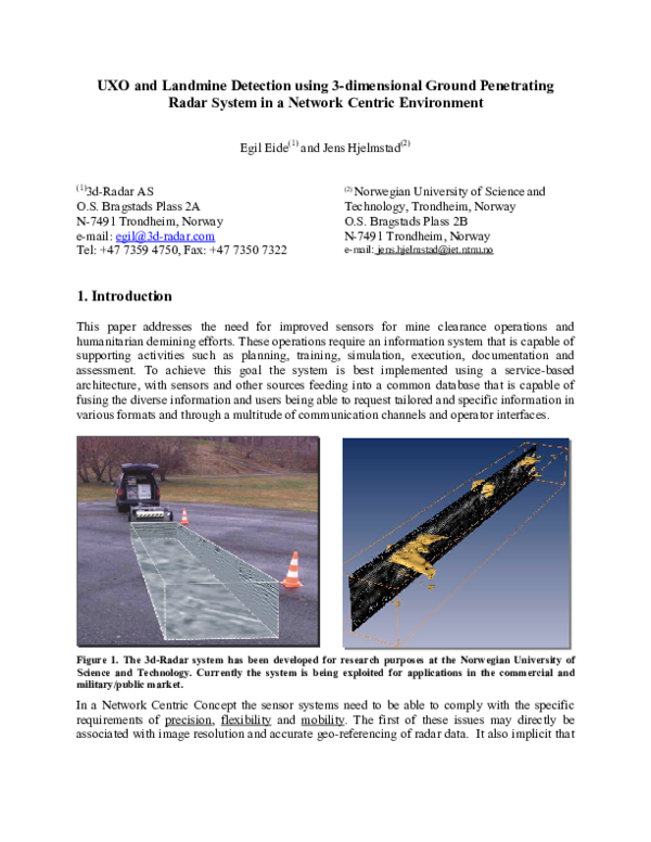 Pdf Landmine Detection Using 3 Dimensional Ground Penetrating Radar System In A Network