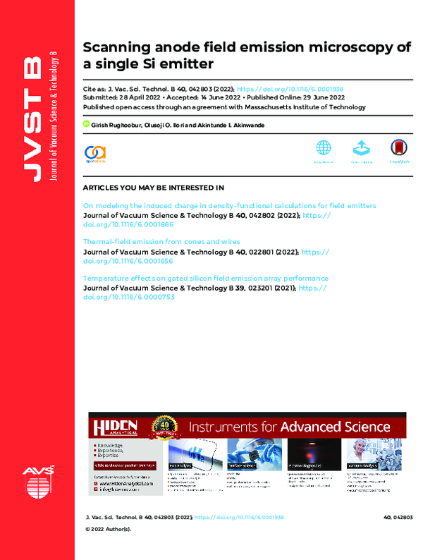 (PDF) Scanning anode field emission microscopy of a single Si emitter