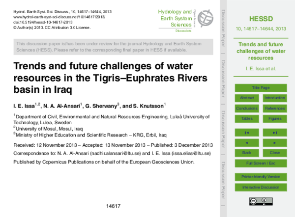 (PDF) Trends and future challenges of water resources in the Tigris ...