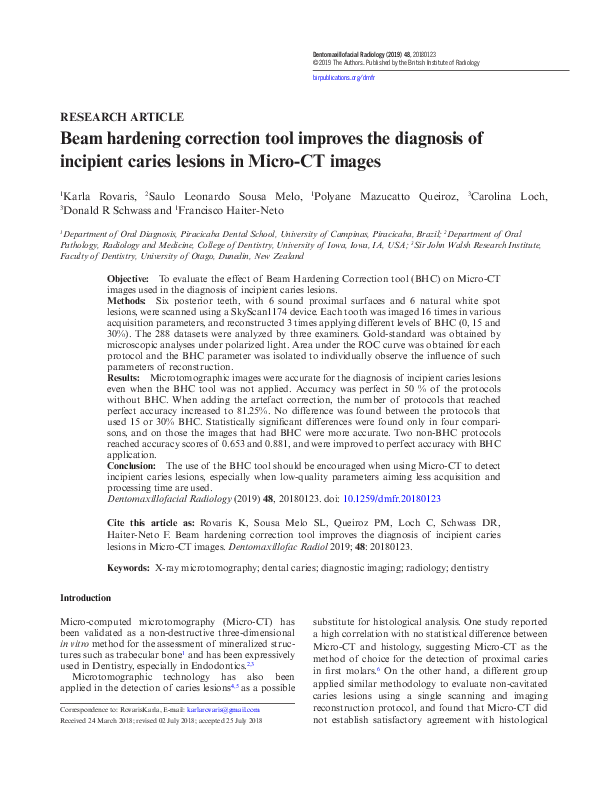 (PDF) Beam hardening correction tool improves the diagnosis of ...