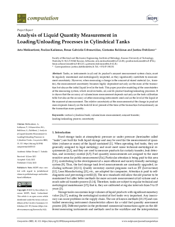 (PDF) Analysis of Liquid Quantity Measurement in Loading/Unloading ...