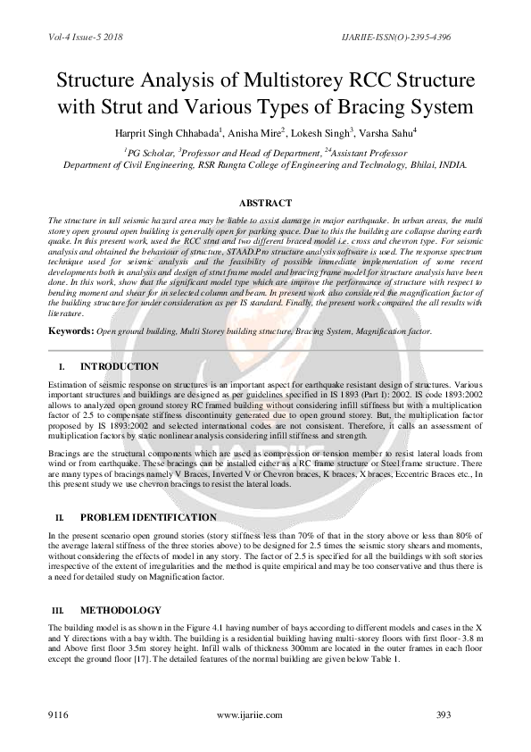 Pdf Structure Analysis Of Multistorey Rcc Structure With Strut And Various Types Of Bracing System