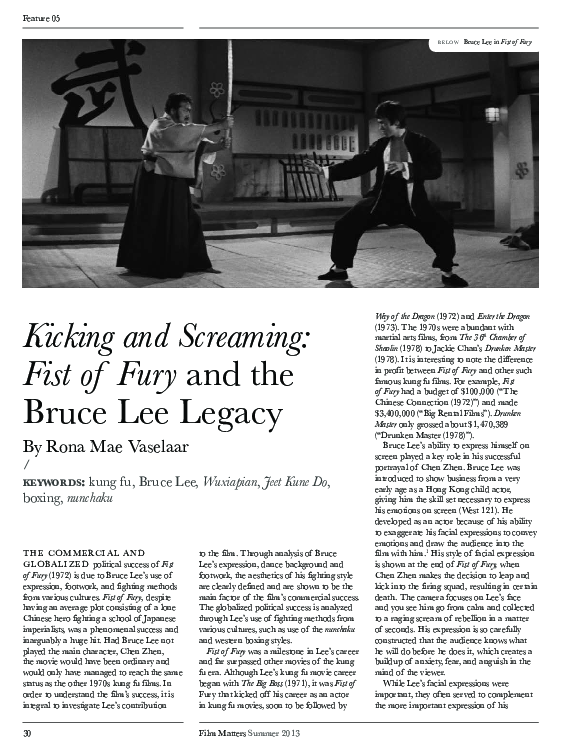(PDF) Kicking and Screaming: Fist of Fury and the Bruce Lee Legacy