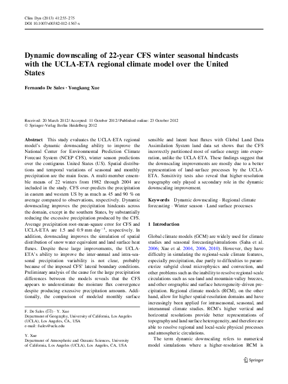 (PDF) Dynamic downscaling of 22-year CFS winter seasonal hindcasts with ...
