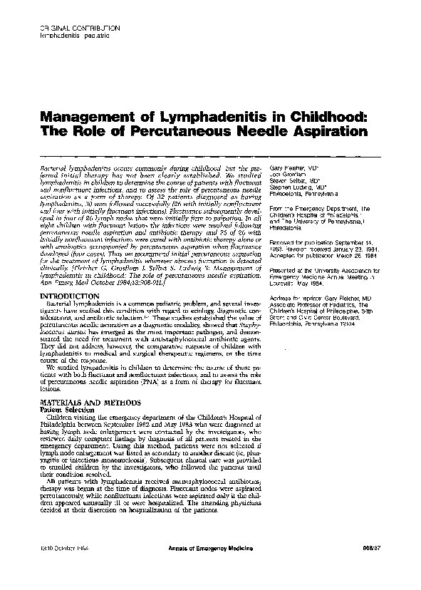 (PDF) Management of lymphadenitis in childhood: The role of ...