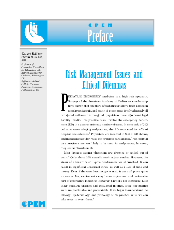 (PDF) Risk management issues and ethical dilemmas