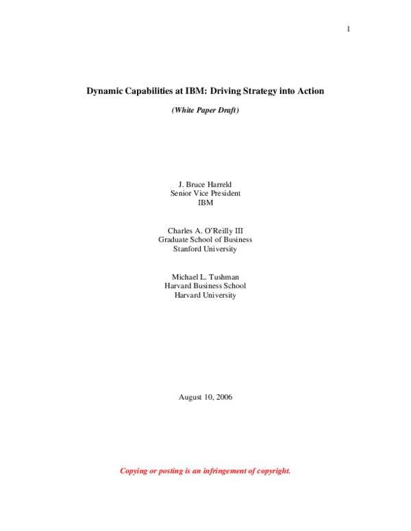 (PDF) Dynamic Capabilities at IBM: Driving Strategy into Action
