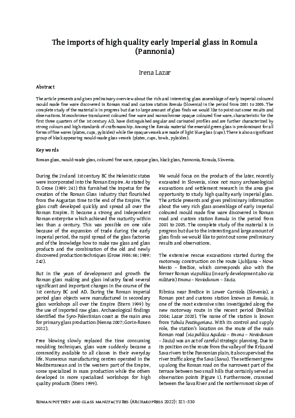 (PDF) CRIKVENICA - The imports of high quality early Imperial glass in ...