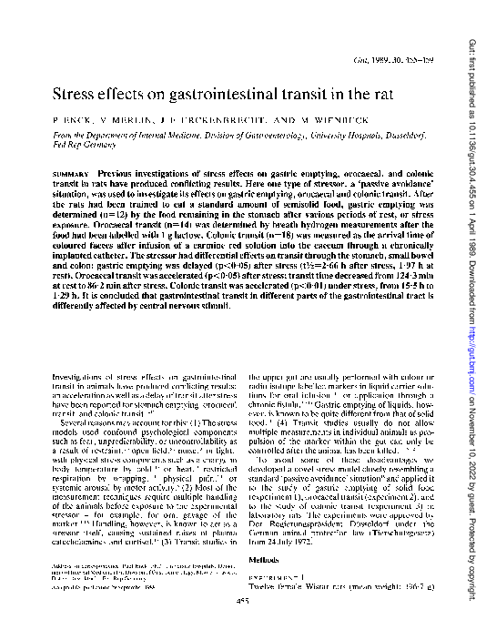 (PDF) Stress effects on gastrointestinal transit in the rat