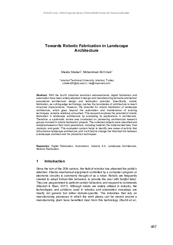 (PDF) Towards Robotic Fabrication in Landscape Architecture