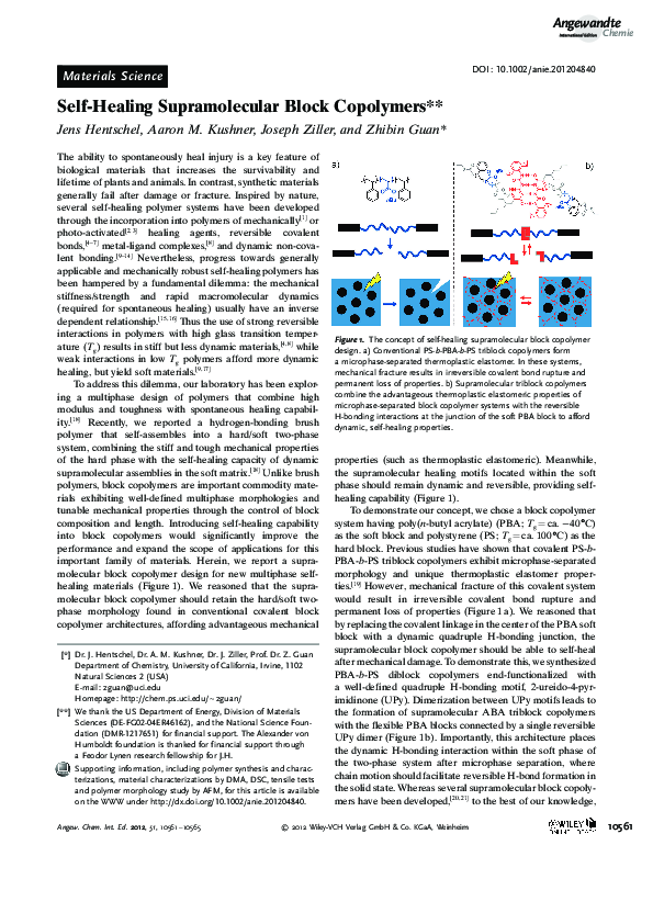 (PDF) Self-Healing Supramolecular Block Copolymers
