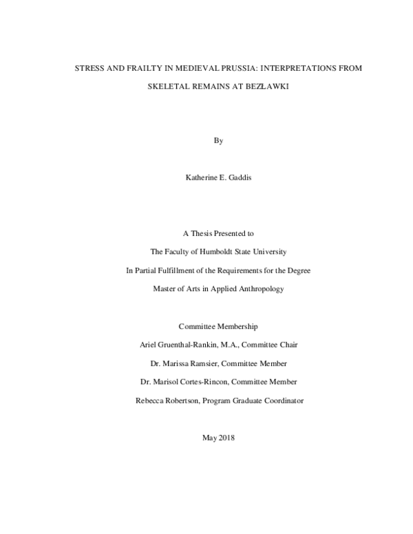 (PDF) Stress and frailty in Medieval Prussia: Interpretations from ...