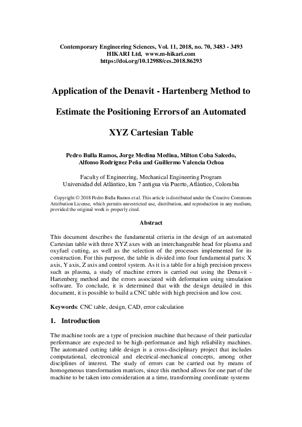 (PDF) Application of the Denavit - Hartenberg method to estimate the ...