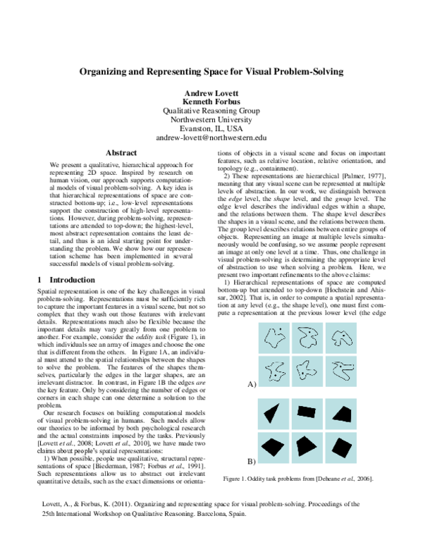 (PDF) Organizing and representing space for visual problem-solving