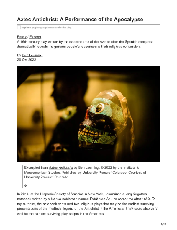 (PDF) Aztec Antichrist: A Performance of the Apocalypse