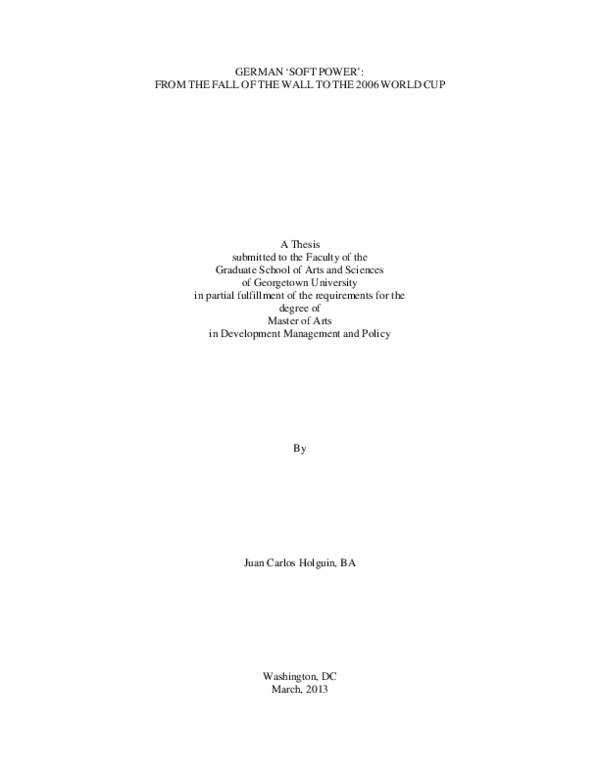 (PDF) German `Soft Power': From the Fall of the Wall to the 2006 World Cup