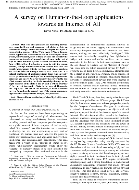 (PDF) A Survey on Human-in-the-Loop Applications Towards an Internet of All