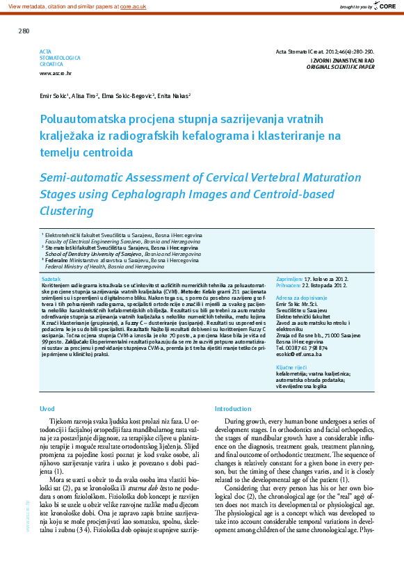 Pdf Semi Automatic Assessment Of Cervical Vertebral Maturation Stages Using Cephalograph
