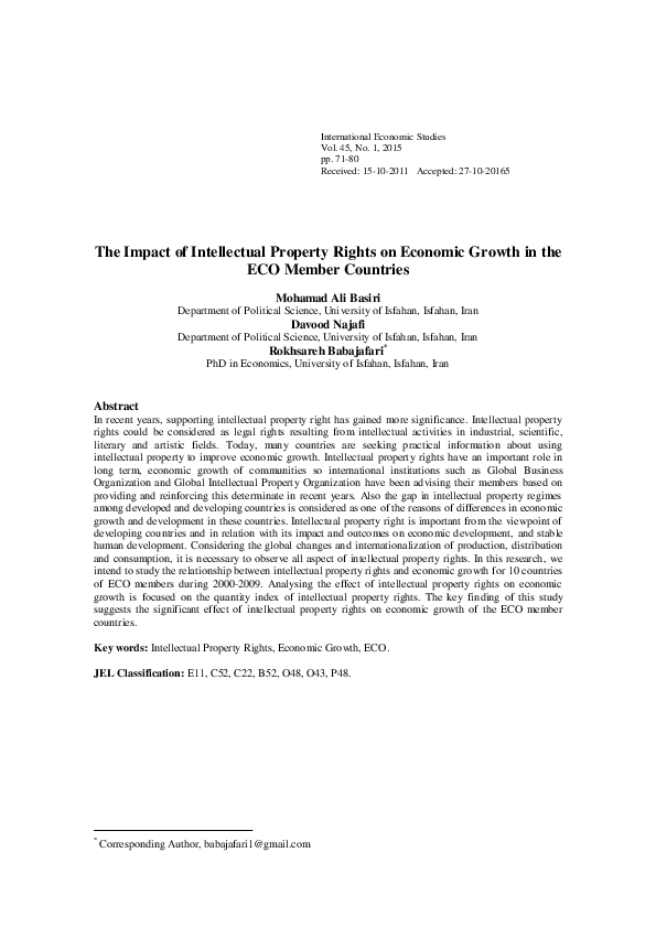 (PDF) The Impact of Intellectual Property Rights on Economic Growth in ...