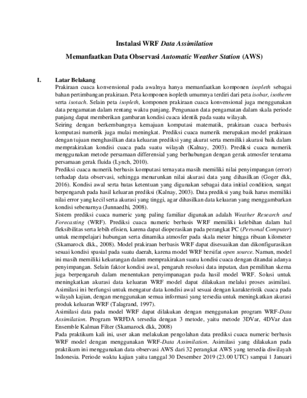 (PDF) Instalasi WRF Data Assimilation Memanfaatkan Data Observasi Automatic Weather Station (AWS)