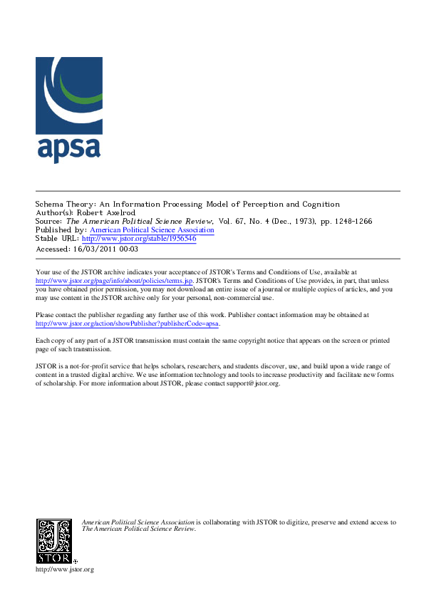 Pdf Schema Theory An Information Processing Model Of Perception And