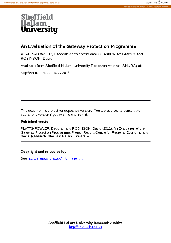 (PDF) An Evaluation of the Gateway Protection Programme