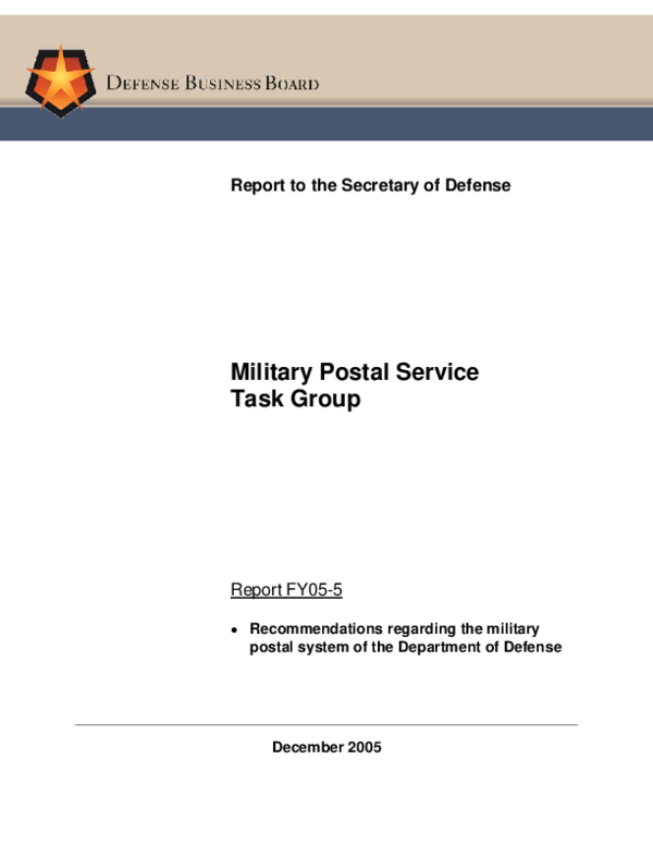 (PDF) Military Postal Service Task Group. Recommendations Regarding the Military Postal System ...