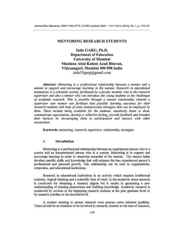 (PDF) Mentoring Research Students