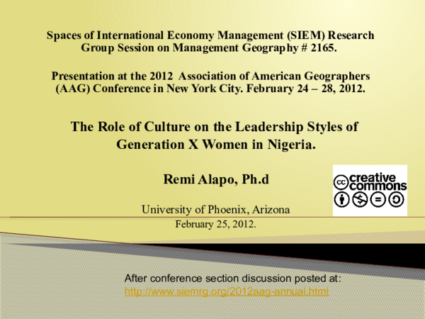 (PPT) The Role of Culture on the Leadership Styles of Generation X ...