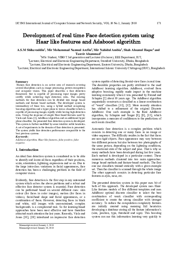 Pdf Development Of Real Time Face Detection System Using Haar Like 6284