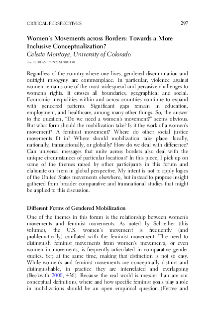 (PDF) Women's Movements across Borders: Towards a More Inclusive ...