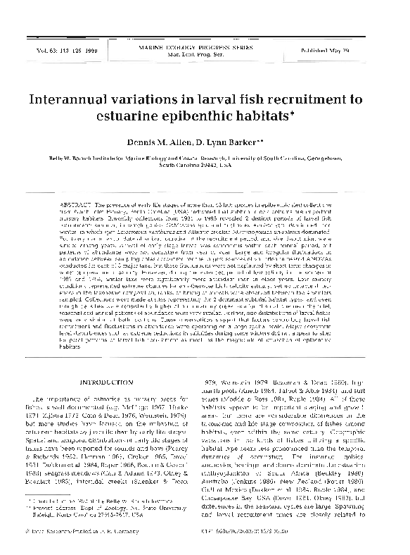 (PDF) Interannual variations in larval fish recruitment to estuarine ...