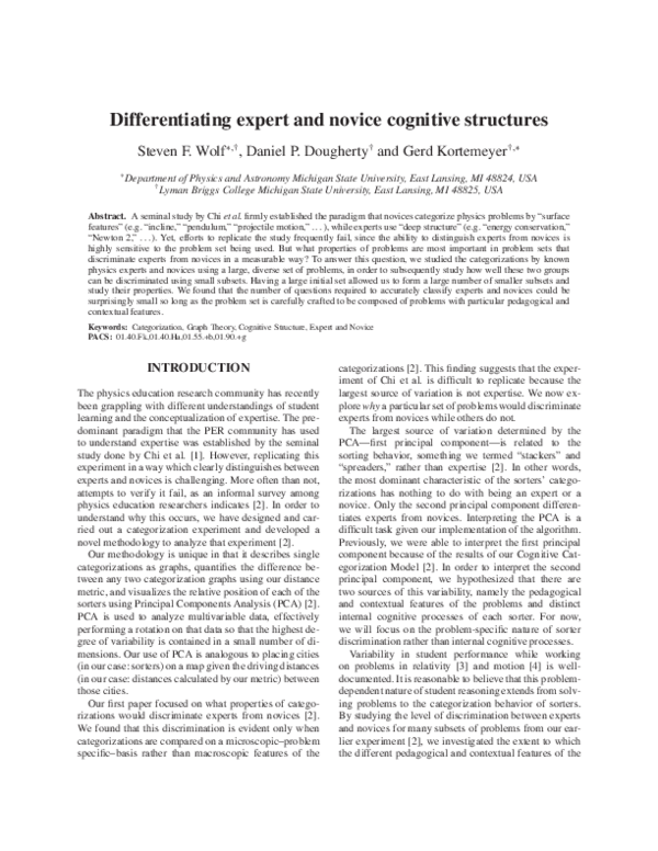 (PDF) Differentiating expert and novice cognitive structures