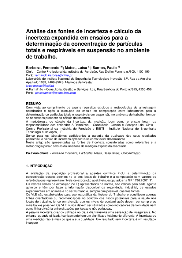 (PDF) Análise das fontes de incerteza e cálculo da incerteza expandida ...